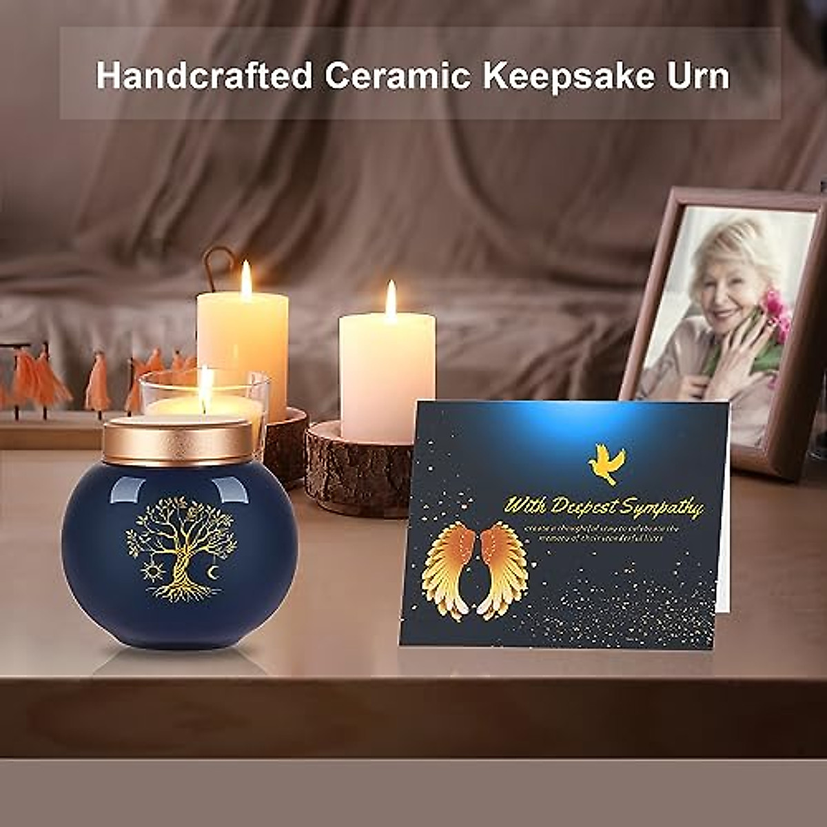 Small Keepsake Cremation Urn for Human Ashes, Ceramic Small Urns for Ashes Adult Male or Female, Memorial Urn for Sharing Adult Pet Cat and Dog Ashes