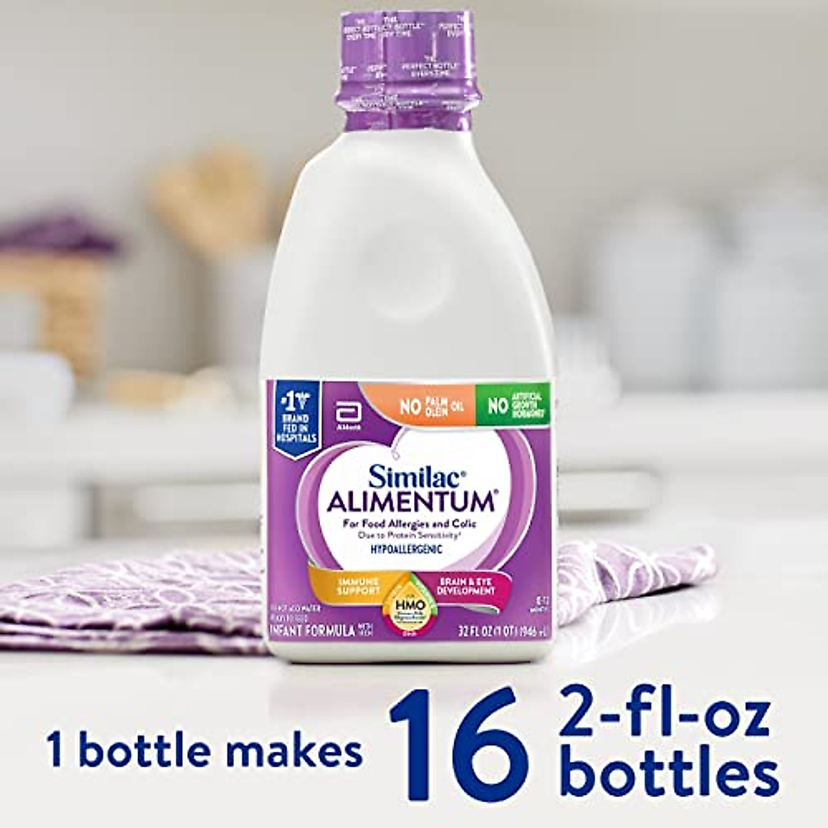 Similac Alimentum with 2’-FL HMO Hypoallergenic Infant Formula, for Food Allergies and Colic, Suitable for Lactose Sensitivity, Ready-to-Feed Baby Formula, 32-fl-oz Bottle