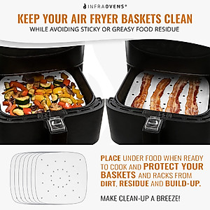 Air Fryer Parchment Paper Liners Compatible with Cosori, Ninja Foodi Grill, Cuisinart TOA, Nuwave® Brio, Dash, Gourmia, GoWise, Instant Pot Vortex, Chefman, Emeril Lagasse, Power Airfryer | 100 Sheets
