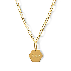 Sorority Shop Delta Delta Delta Paperclip Necklace — DDD 18K Gold Plated Sorority Gifts Necklace, Long-Lasting Delta Delta Delta Gifts for Women