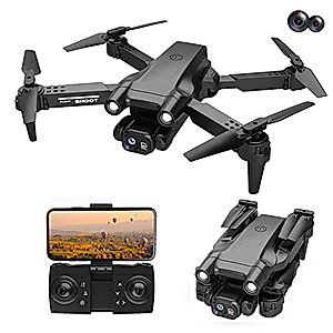 Drones with Camera for Adults 4k HD FPV, Foldable Remote Control Toys Gifts for Kids, with Altitude Hold Headless Mode, Quadcopter with Led Flash Bar, One Key Start Speed Adjustment, 3D Flips