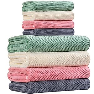 OLESTER Microfiber Bath Towels 4 Colors for Shower Pool Beach Bathroom Super Absorbent,Soft,Quick Dry,Lightweight,Plush，4 Bath Towels and 4 Hand Towels