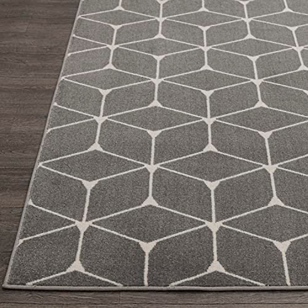 LOOMAKNOTI Tecopa Shamid 8' x 10' Grey Geometric Indoor/Outdoor Area Rug