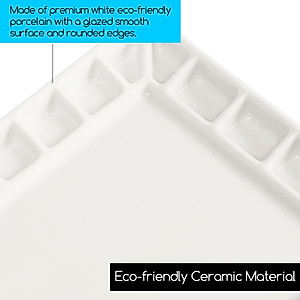 MEEDEN 18-Well Porcelain Artist Paint Palette, Mixing Art Ceramic Watercolor Paint Palette for Watercolor Gouache Acrylic Oil Painting, Rectangle 8 by 5-1/2-Inch