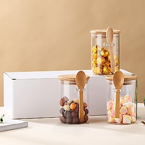 INSTITIZER 4 Pack Glass Jars with Bamboo Lid & Bamboo Spoons, 18.6oz Airtight Food Storage Containers, Clear Glass Jars for Cookie, Candy, Coffee, Sugar, Matcha Tea, Bath Salts