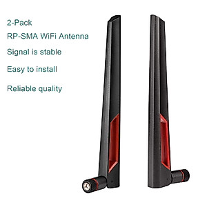 Superbat WiFi Antenna with RP-SMA Male Connector, 2.4GHz 5GHz 5.8GHz Dual Band Antenna for PCI-E WiFi Network Card USB Wireless Camera Router Hotspot etc. 2pcs