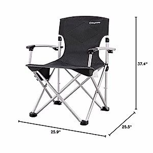 KingCamp Folding Lightweight Camping Chairs Aluminum Hard Armrest with Cup Holder, Portable Padded Deluxe Chair with Carry Bag, Heavy Duty Supports 300 lbs for Outdoor, Sports, Lawn, Fishing