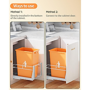 RUNMI Pull Out Trash Can Under Cabinet with Soft-Close Slides,Garbage Can Not Included,Heavy Duty Under Sink Trash Can Kit for Kitchen, Requires Minimum Cabinets Opening 12" W X 18" D