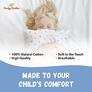 13x18 Toddler Pillowcase Cotton - Toddler Pillowcase Star, White Travel Pillow Case Cover, Toddler Breathable Pillow Case Star - Pink Stars on White