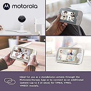 Motorola Baby Monitor Camera VM65 - WiFi Video Camera with HD 1080p - Connects to Smart Phone App, 1000ft Long Range, Two-Way Audio, Digital Pan-Tilt-Zoom, Room Temp, Lullabies, Night Vision