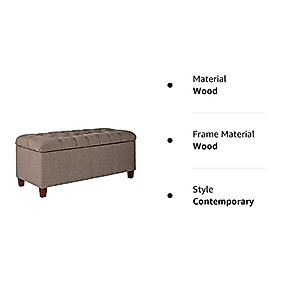 Homepop Home Decor | Tufted Ainsley Button Storage Ottoman Bench with Hinged Lid | Ottoman Bench with Storage for Living Room & Bedroom, Brown