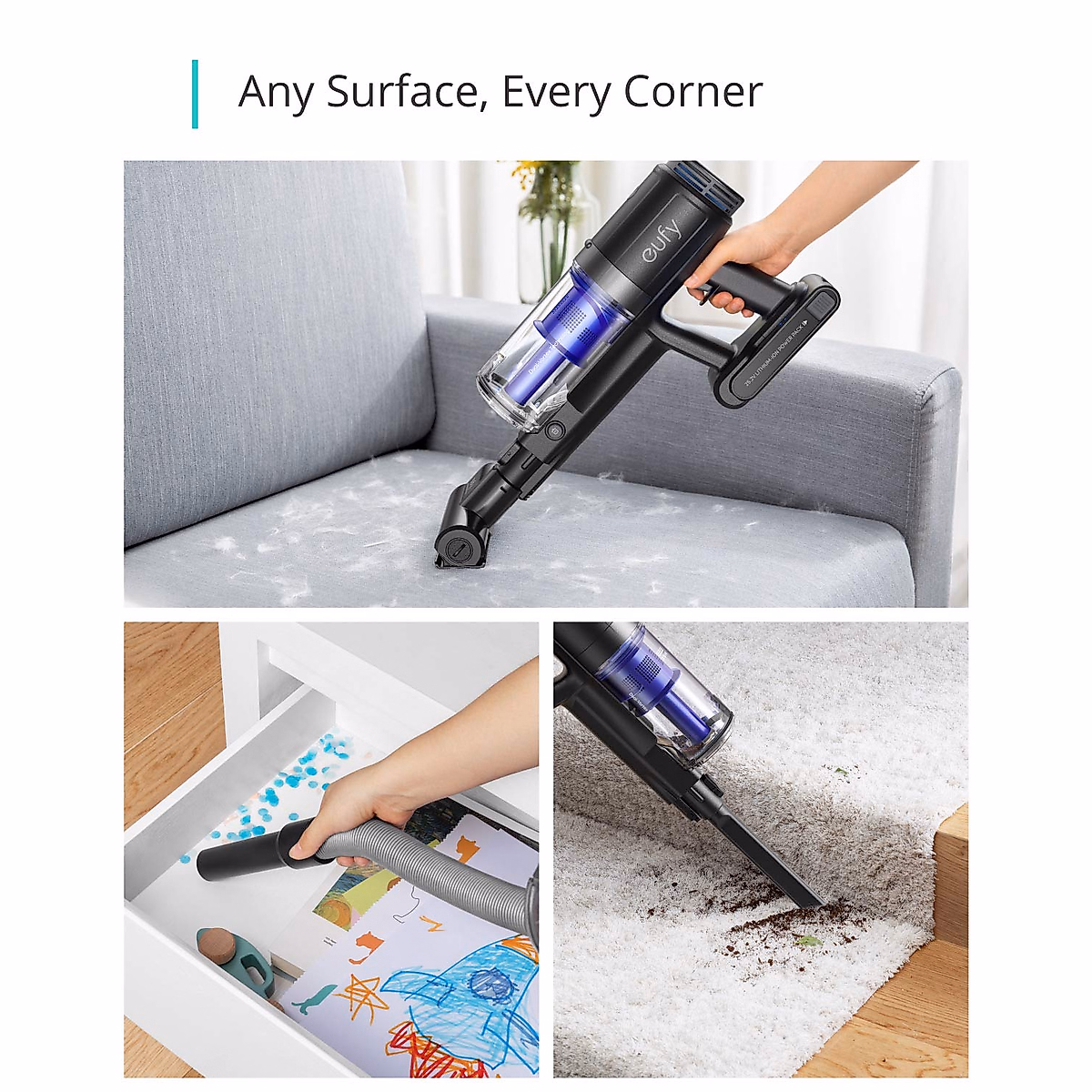 eufy by Anker, HomeVac S11 Infinity, Cordless Stick Vacuum Cleaner, Lightweight, Cordless, 120AW Suction Power, Additional Detachable Battery, Cleans Carpet to Hard Floor