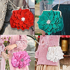 Women's 3DFloral Evening Satchel handbag Bag,Shell fashion diamond-encrusted flower shoulder (Green)