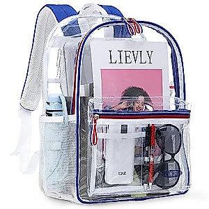 Conworld Clear Backpack, Heavy Duty PVC Transparent Backpack, See Through Backpack for School Work Sports