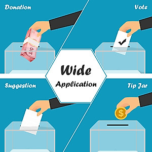 KYODOLED Clear Donation Box with Lock,Ballot Box with Sign Holder,Suggestion Box Storage Container for Voting, Raffle Box,Tip Jar 6.2" x 4.6" x 4.0"