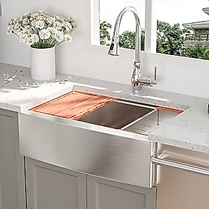 33"x22"x10" Inch Farmhouse Kitchen Sink Beslend Stainless Steel Apron Front 16 Gauge Single Ledge Workstation Farm Sink With Accessories