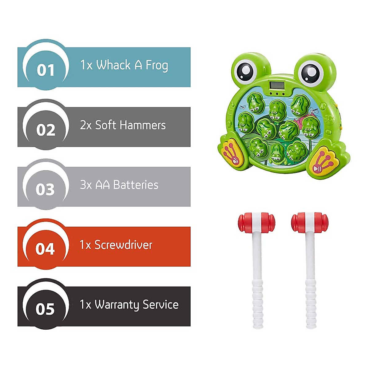 Boxgear Whack a Frog Game Pounding Toy for Kids with 2 Small Toy Hammers - Educational Toy for Toddler Game - Preschool Learning Toy for 3-Year-Old Boys/Girls and Up