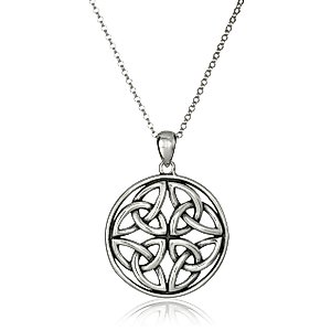 Amazon Essentials Sterling Silver Celtic Triquetra Trinity Knot Medallion Pendant Necklace, 18' (previously Amazon Collection)