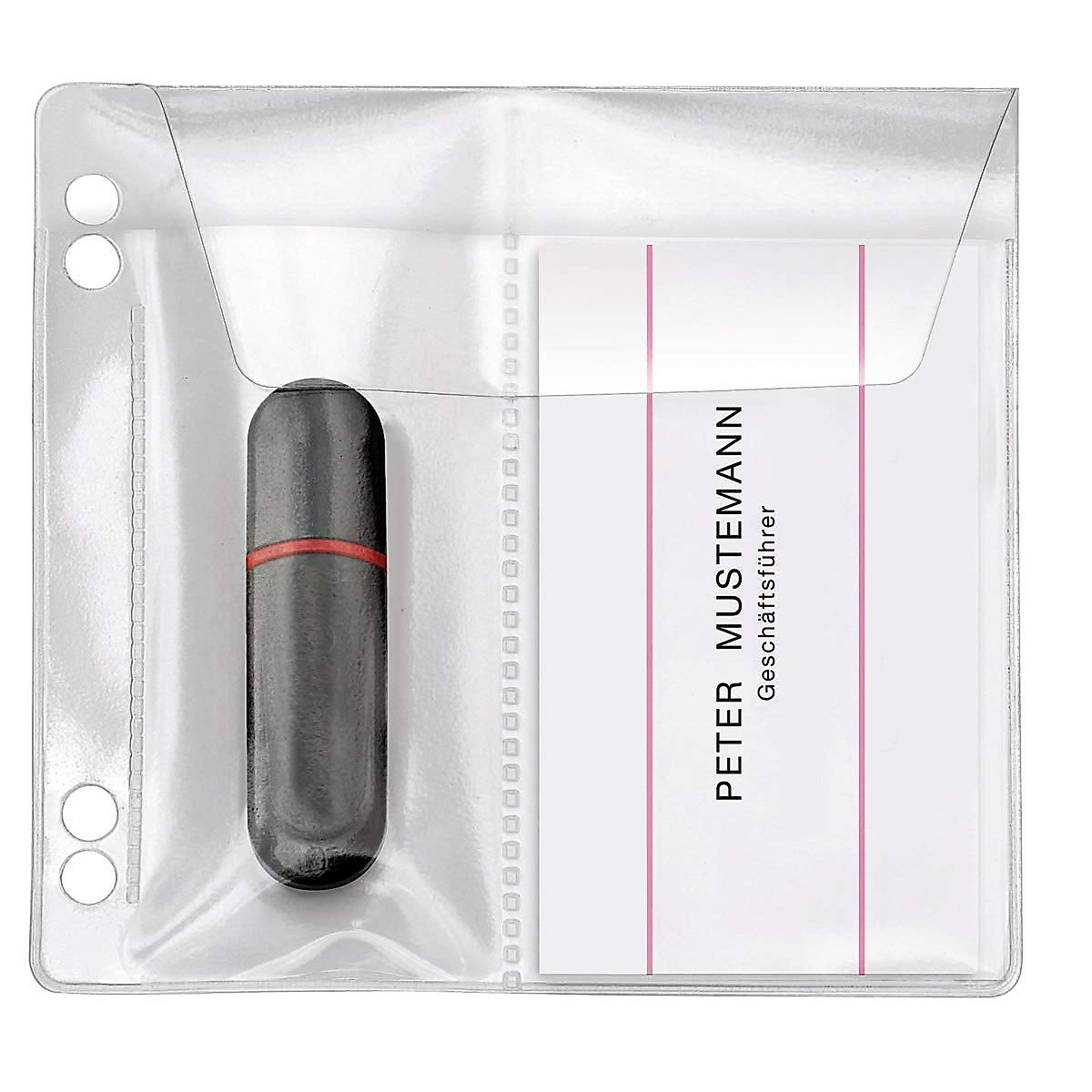 VELOFLEX 4377100 USB Memory Stick Sleeves for Filing/PVC Film 10 x 10 cm/Business Card Sleeves Transparent Pack of 100