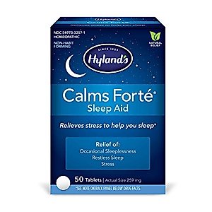 Hyland's Calms Forte' Sleep Aid Tablets, Natural Relief of Nervous Tension and Occasional Sleeplessness, 50 Count