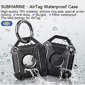 2 Pack Waterproof AirTag Holder,Compatible Apple Air Tag Tracker with Key Ring,Protective Anti-Scratch Anti-Lost Cover Compatible with Air Tag Holder(Black) for Keys/Dog Collar/Luggage