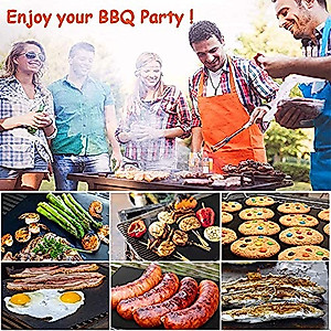 Non-Stick BBQ Grill Mats (Set of 6) Heavy Duty, Reusable, and Easy to Clean - Works for Gas Grill, Electric, Charcoal, Smokers