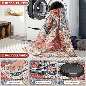 Syhimity Boho Area Rug 2x3 Small Entryway Rug Accent Rug Non-Slip Washable Low-Pile Floor Carpet for Indoor Front Door Kitchen Bathroom