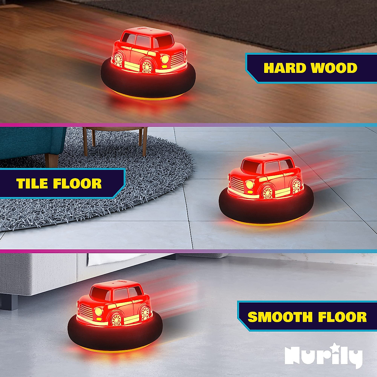 Nurily Air Gliding Toy Car for Boys - Red Cars Indoor Toys for Toddlers and Kids Ages 3 4 5 6 Year Old Boys, Unique Patented Design, Birthday Boy Gifts, Party Gift Ideas