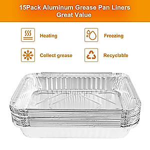 Hisencn 80580 Catch Pan Holder for Weber Q200 and Q300 Series Gas Grill, Drip Tray for Weber Q200 Q300 Q220 Q240 Q2000 Q2200 Q320 Collection Pan with 15 Pack Aluminum Foil Liner Replace Part for 41877