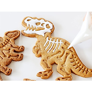Elesinsoz 3 Set Dinosaur Cookie Cutters Dino Biscuit Sandwich Fondant Vegetable Fruit Food Playdoh Stamp Embosser Press Mold with T-Rex Stegosaurus Triceratops Skeleton Fossil Bones
