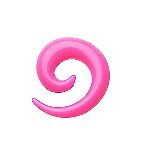 Covet Jewelry Solid Acrylic Ear Gauge Spiral Hanging Taper (8 GA (3.2mm), Pink)