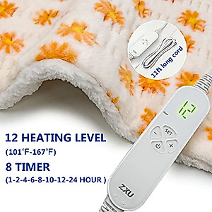 Heating Pad for Back Pain Relief- Ultra Soft Sherpa Heating Pad, XL King Size 12" x 24", with Moist & Dry Heat Options，12 Heat Levels & 1-24H Auto Off for Neck, Shoulder, & Sore Muscle Relief