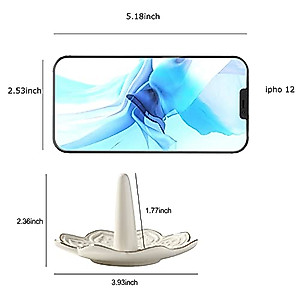 RUIMIC Ceramic White Mandala Jewelry Holder Decorative Ring Holder/Trinket Tray Valentine's Day Engagement Wedding Birthday Gifts for Women Her