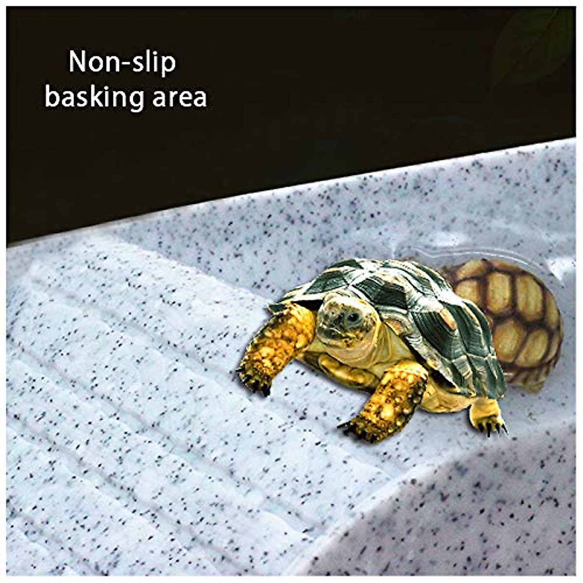 WINGOFFLY Large Reptile Feeding Dish with Ramp and Basking Platform Plastic Turtle Food and Water Bowl Also Fit for Bath Aquarium Habitat for Lizards Amphibians