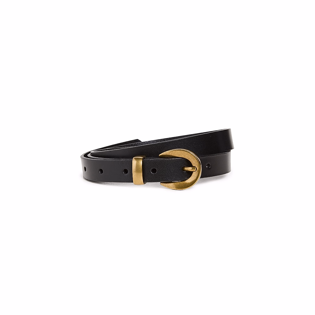 Madewell Women's Chunky Buckle Skinny Leather Belt, True Black, S