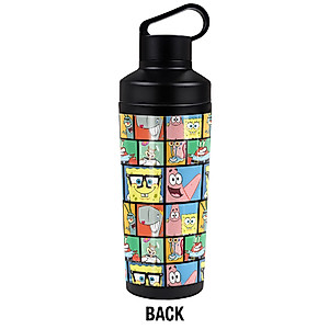 Spongebob OFFICIAL Spongebob Tile Pattern 18 oz Insulated Water Bottle, Leak Resistant, Vacuum Insulated Stainless Steel with 2-in-1 Loop Cap