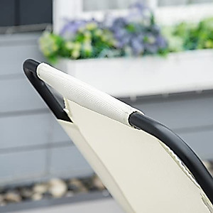 Outsunny Garden Rocking Chair, Outdoor Indoor Sling Fabric Rocker for Patio, Balcony, Porch, Cream White