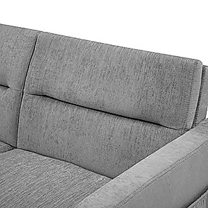 FANYE Chenille Upholstered Loveseat Sleeper w/Side Storage Pockets, 54.5" 2-Seaters Sofa with Pull-Out Couch Bed with Adjustable Cushions Backrest for Living Room Apartment Office Small Space, Grey