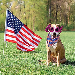 ADOGGYGO 4 Pack American Flag Dog Bandana Triangle Dog Scarf 4th of July Bandana for Small Medium Dogs Pets