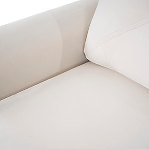 Naomi Home Button Tufted Sofa with Rolled Arms, Tufted Cushions / 3 Seater Sofa Couch for Small Spaces, Living Room, Bedroom, Apartment, Easy Tool-Free Assembly, Microfiber, Cream (P-03778)