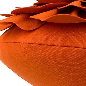 JWH Round Flower Pillow Cover Decorative Floral Pillow Case Round Cushion Hand Crafted Pillowcase for Bedroom Bed Couch Living Room 14 Inch Orange