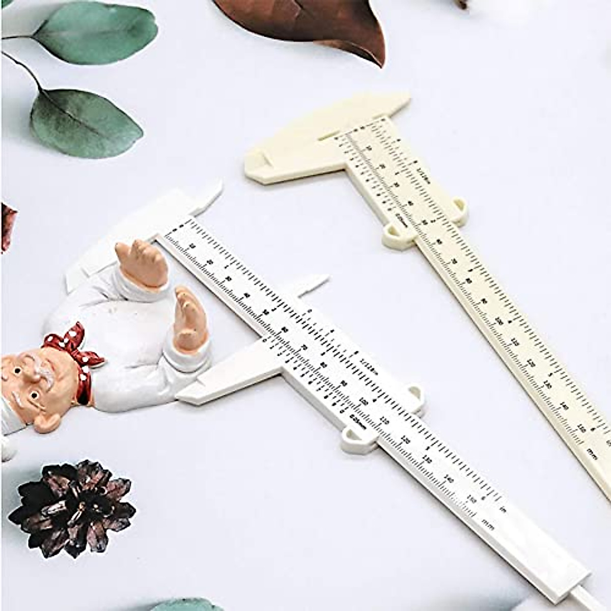 6Inch 150mm Mini Caliper Double Scale Plastic Vernier Caliper, Caliper Measuring Tool, for Carpentry, Student, Jewelry Measuring, etc. (White and Blue)