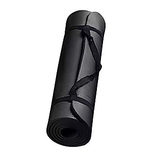Black Yoga Knee Pad/Mat 5/8 inch thick 15 mm - Support for Knees, Wrists, and Elbows with Carrying Strap