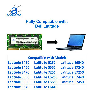 Adamanta 8GB (1x8GB) Compatible for Dell Latitude E7450, E7250, 7250, E5550, 5550, E5450, 5450, E5250, 5250 DDR3L 1600Mhz PC3L-12800 SODIMM 2Rx8 CL11 1.35v Notebook Laptop Memory RAM Upgrade