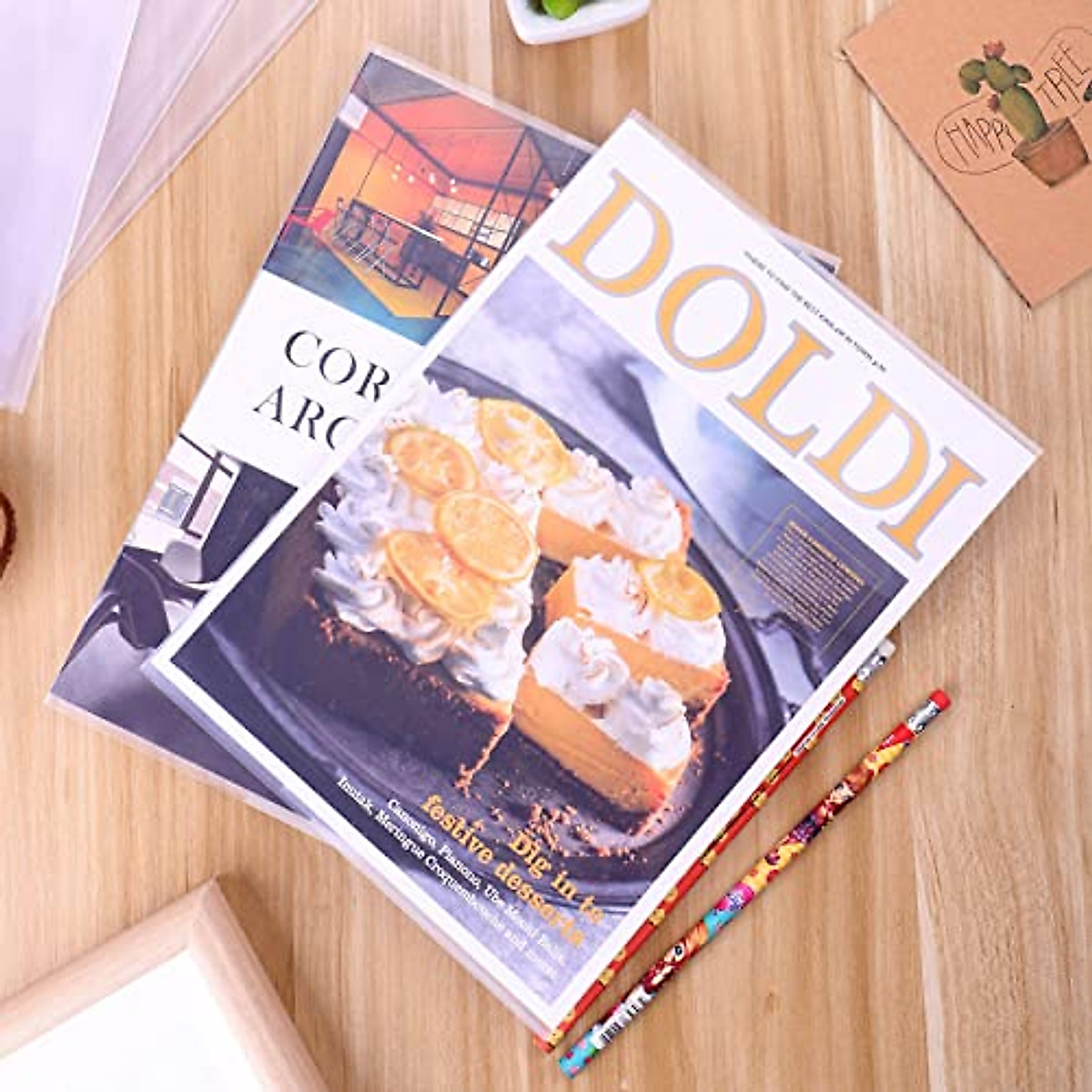 NUOBESTY Transparent Book Covers, PP Book Sleeves Reusable Book Case Waterproof Plastic Book Sleeve Clear Textbook Slipcases for Students Office 5pcs