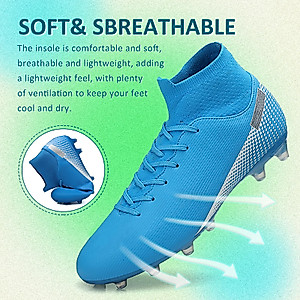 Soccer Cleats Mens Football Cleats Women Tacos de Futbol para Hombre Soccer Shoes for Big Boy Tacos de Futbol Zapatos de Futbol para Hombres Outdoor Soccer Shoes High Top Football Boots AG/FG