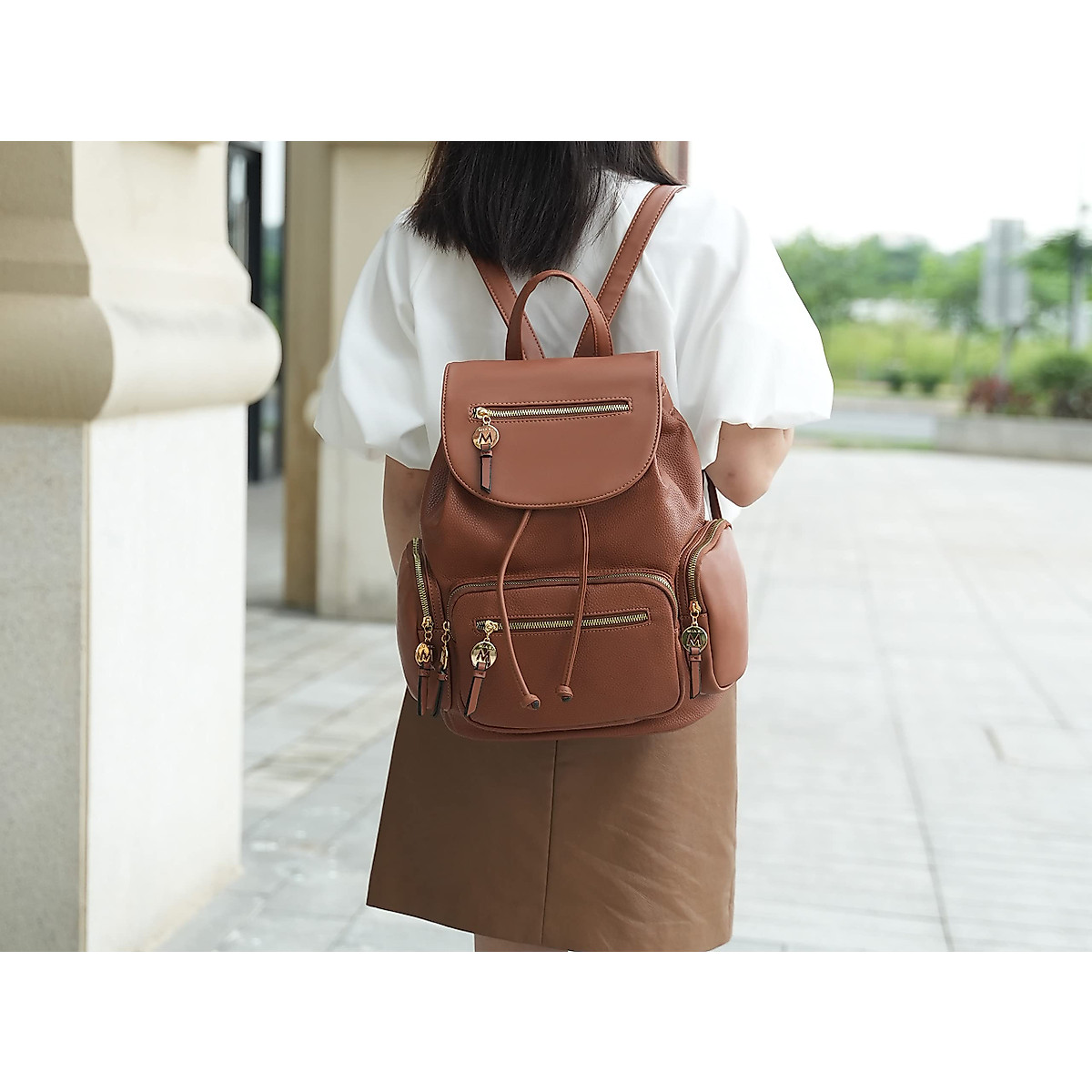 MKF Collection Women Backpack, Vegan Leather Top-Handle Handbag Ladies Daypack Bookbag by Mia k