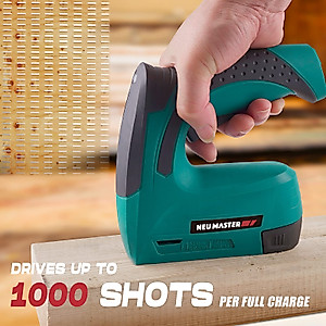 Cordless Staple Gun, NEU MASTER 2 in 1 Electric Brad Nailer/Stapler, 4V Power Stapler Tacker with USB Charger Cable, 3000pcs Staples and 500pcs Nails for Upholstery, Material Repair and Carpentry