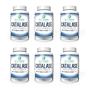 Six Pack of Catalase 10,000 Formula Enzyme Supplement - 6 Full Size Bottles of Catalase with Biotin, Saw Palmetto & More - 6 Month Supply