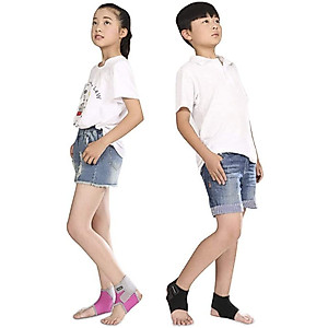 ONTYZZ 1 Pair Kids Ankle Brace Ankle Compression Sleeve Adjustable Ankle Support Brace for Football Basketball Dancing Black/S